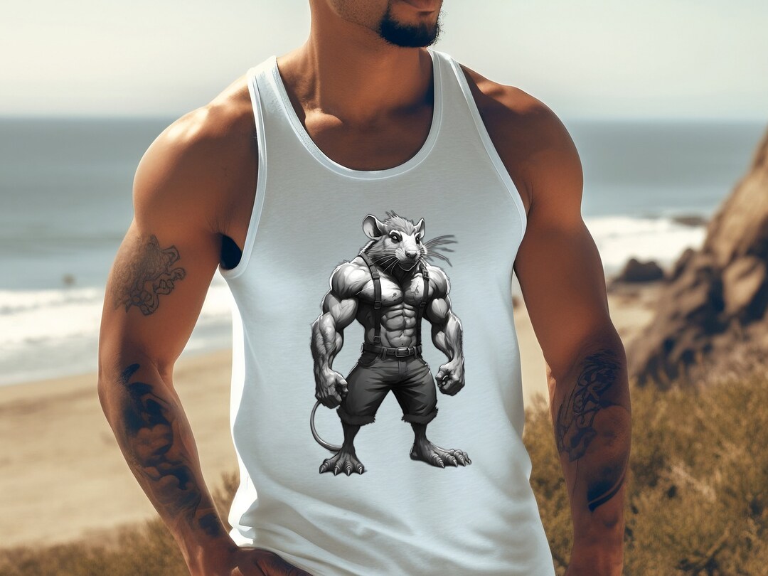 Ripped Rodent: the Mighty Muscular Rat Tank Top, Jersey Tank, Gym Tank ...