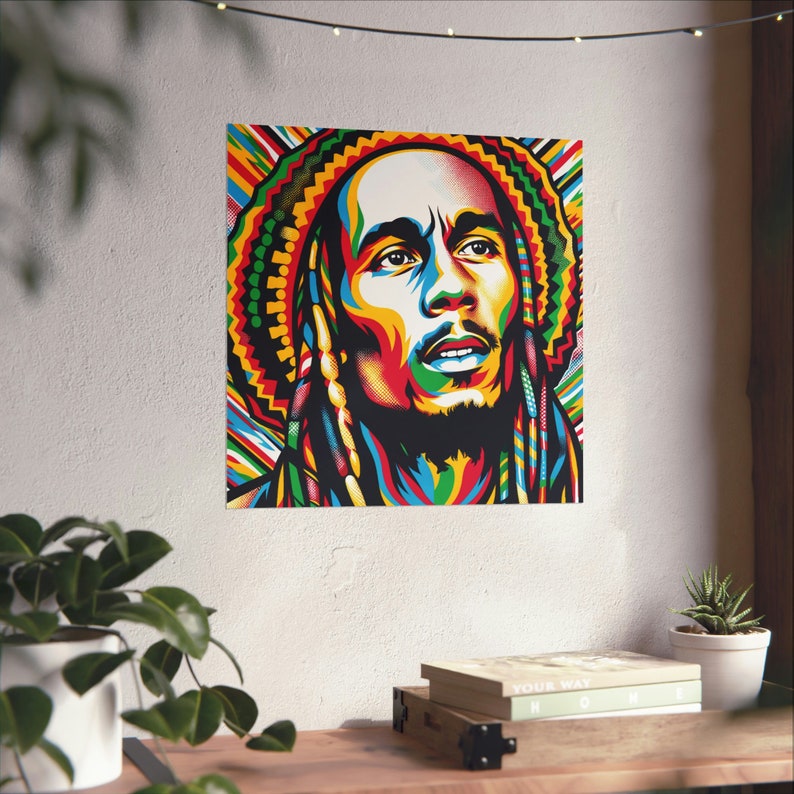 Poster mat premium pop art Bob Marley Design rasta rock reggae ...