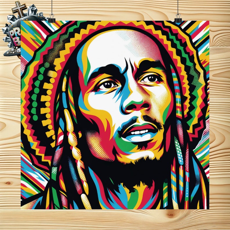Poster mat premium pop art Bob Marley Design rasta rock reggae ...