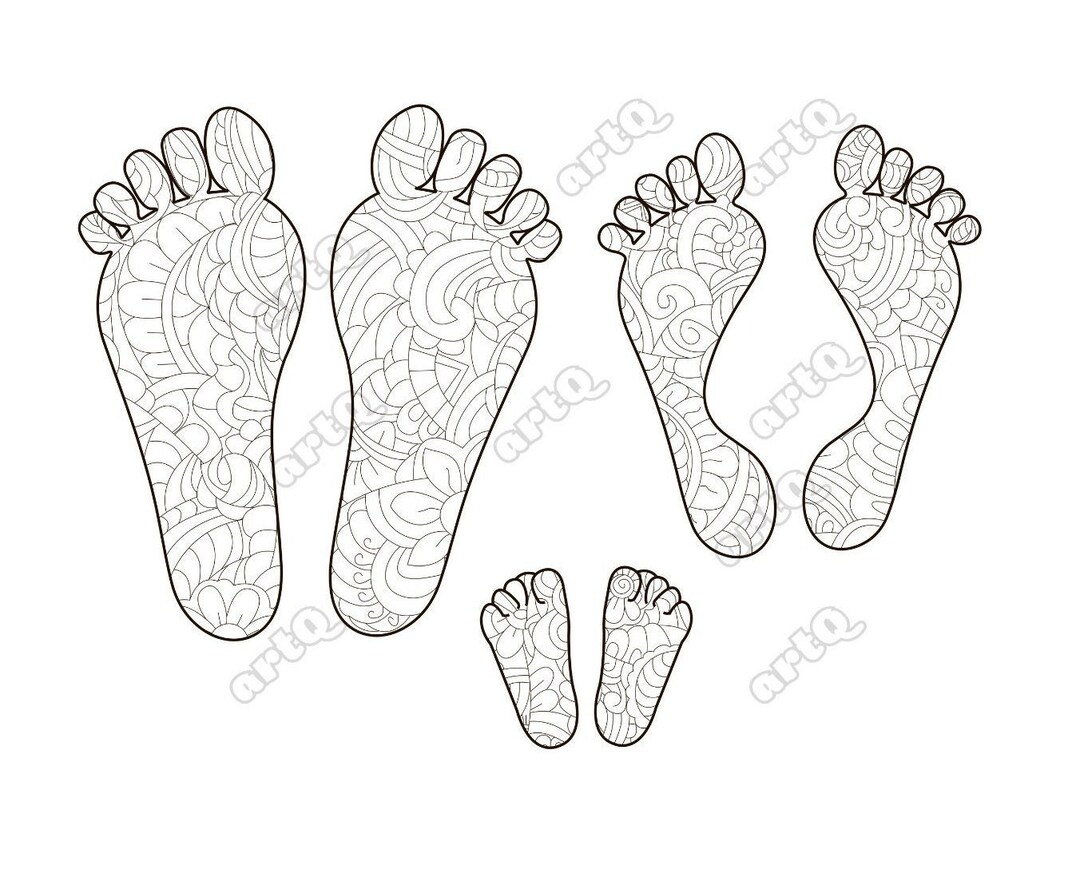 Footprints Family Printable Art Feet Mandala Design Coffee - Etsy