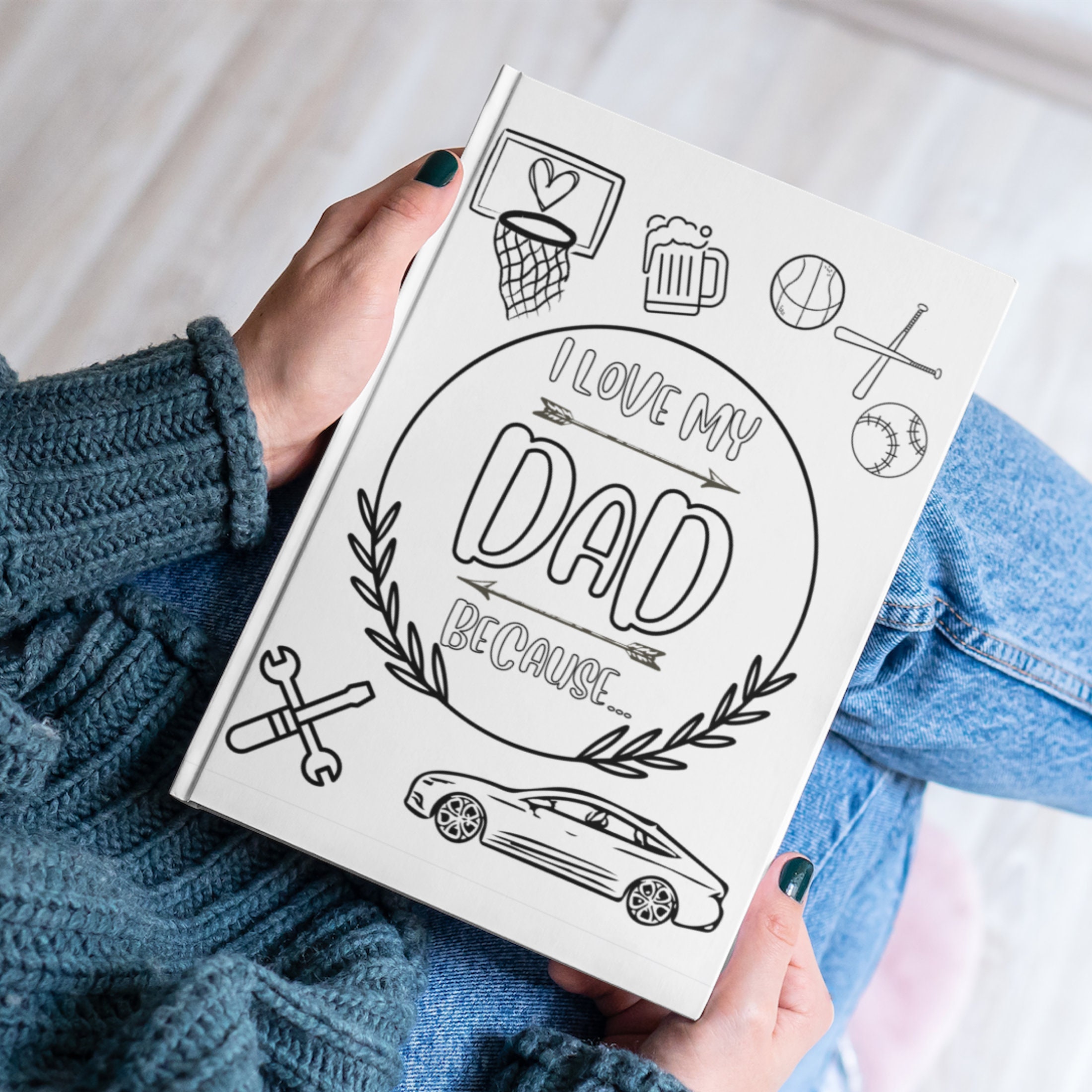 Happy Father's Day Printable Coloring Book, 7 Pages, Fathers Day Book ...