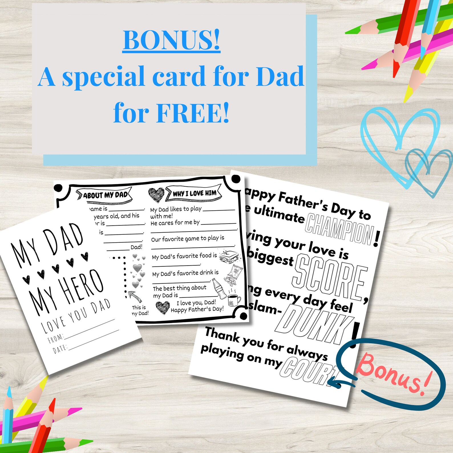 Fathers Day Card Printable, All About My Dad, Fill in the Blanks, DIY ...