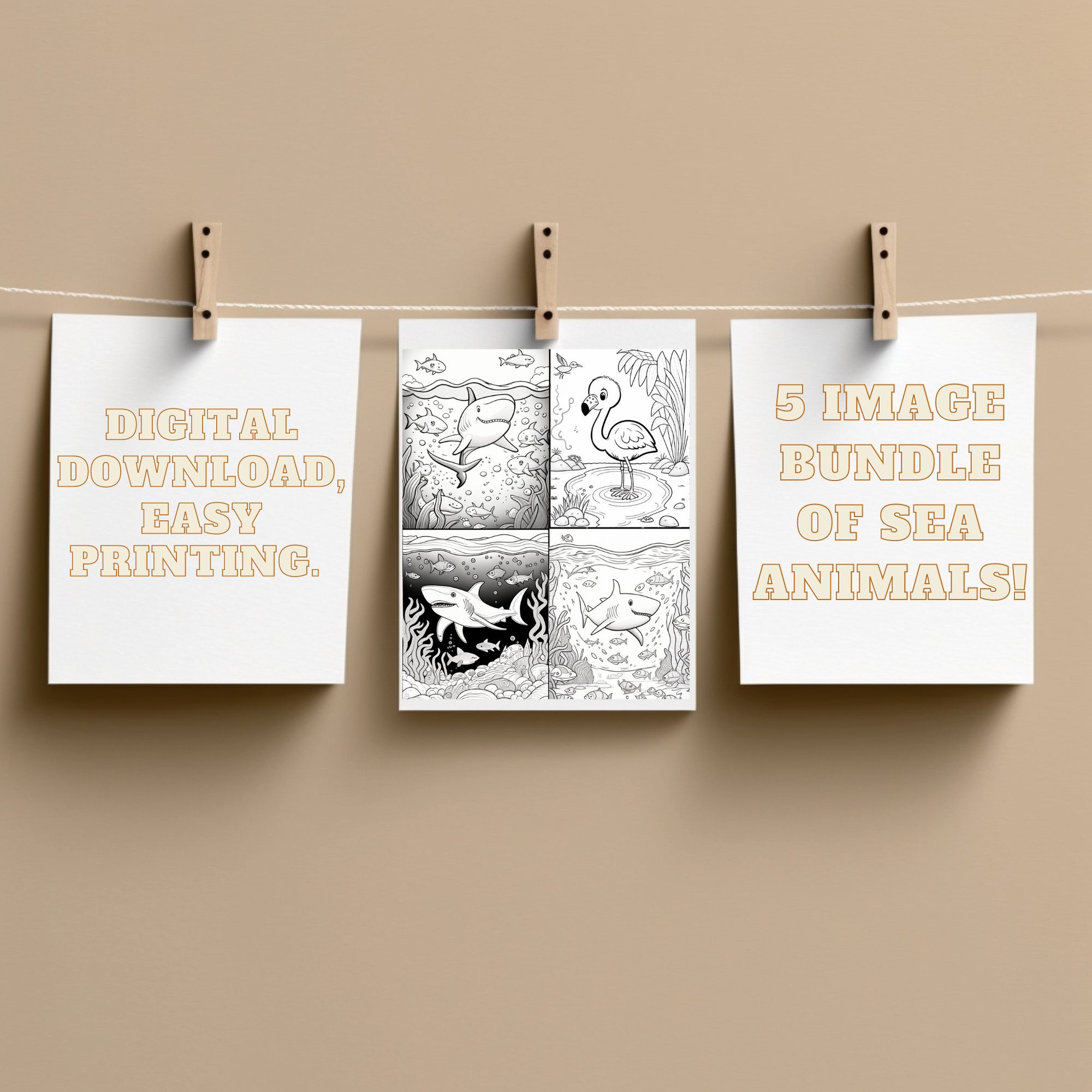 7 Page Sea Animals Coloring Book Bundle, Educational, Downloadable ...