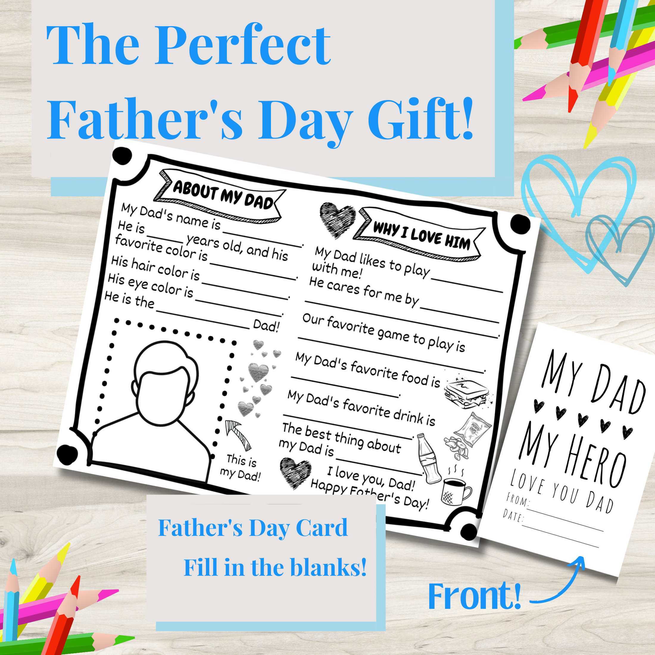 Father's Day Card Printable, All About My Dad Fill-in (PDF) - Etsy