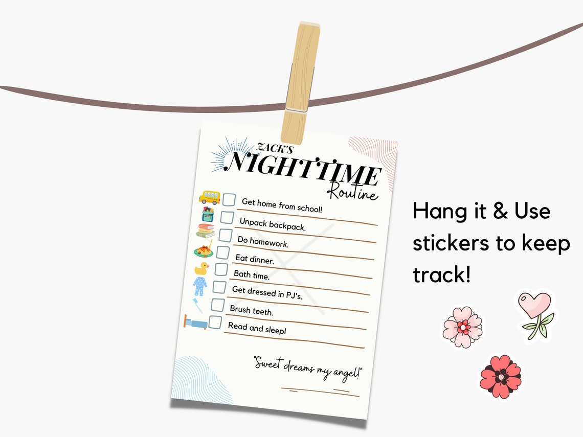 Morning and Night Routine Chart + FREE Chore Chart, Kids Routine Chart ...