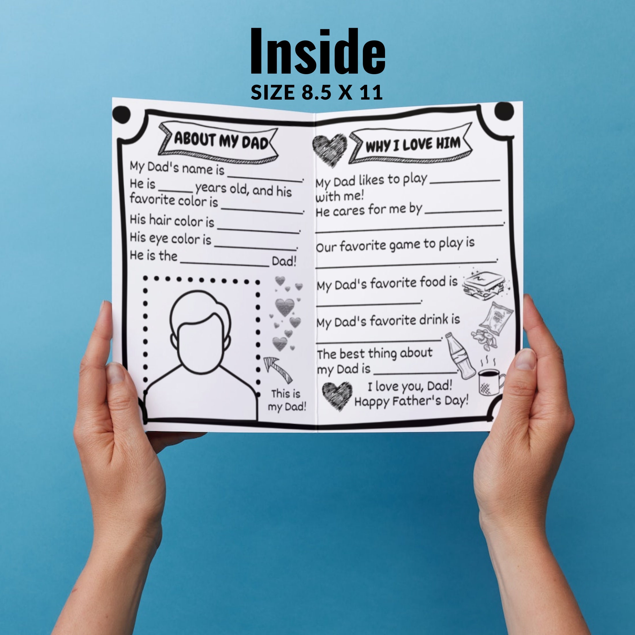 Father's Day Card Printable, All About My Dad Fill-in (PDF) - Etsy