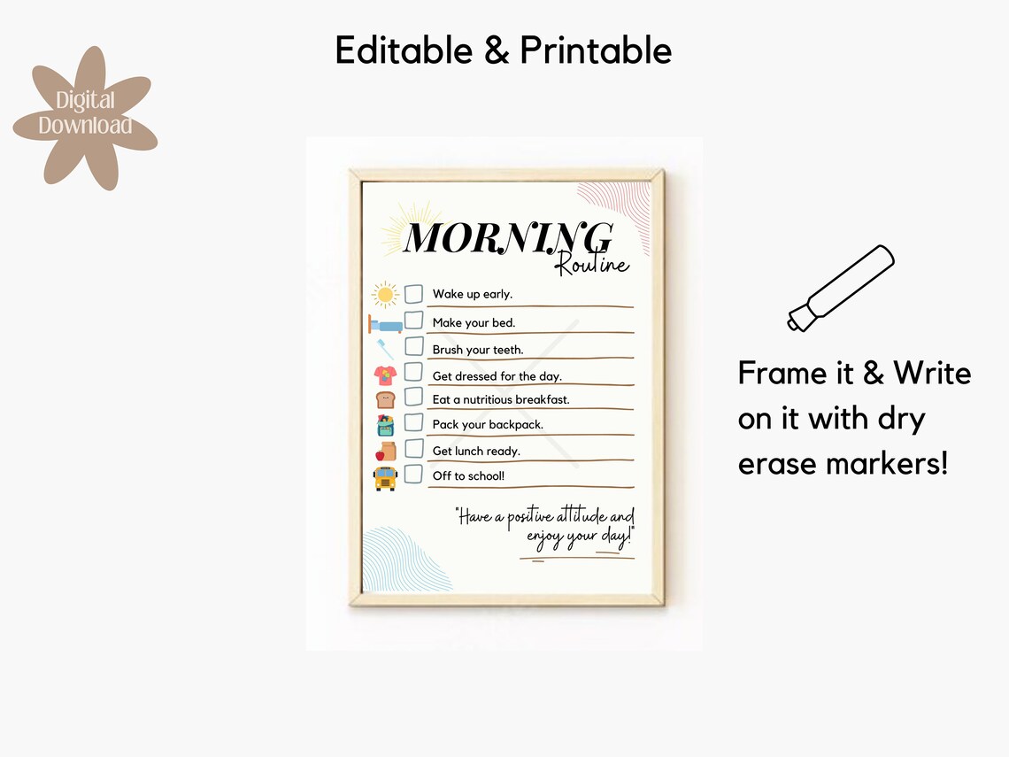 Morning and Night Routine Chart + FREE Chore Chart, Kids Routine Chart ...
