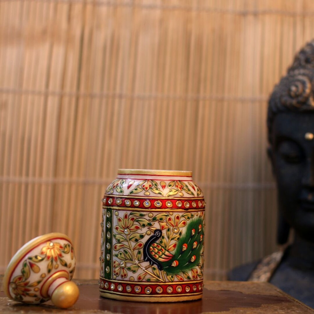 Rajasthani Antique Peacock Design Golden Plating Marble Barni 7 ...