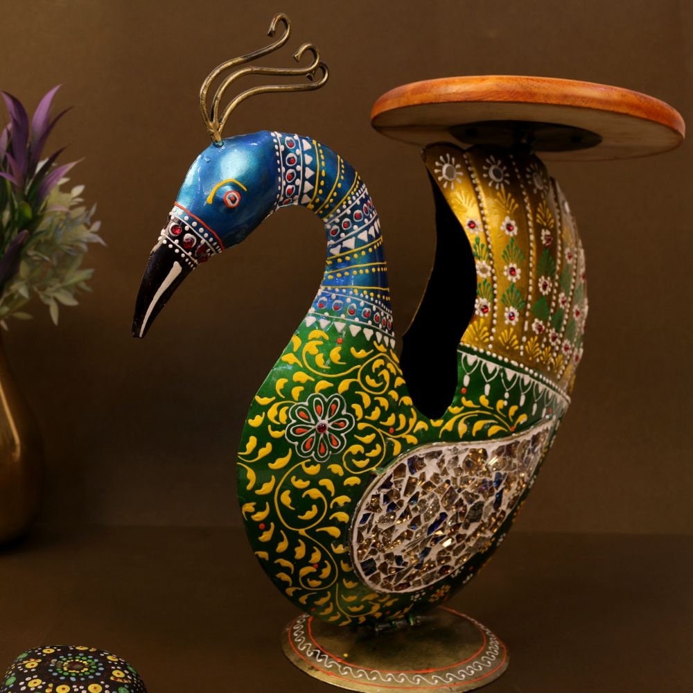 PEACOCK STAND OR Peacock Table Decor With Wooden Top - Etsy