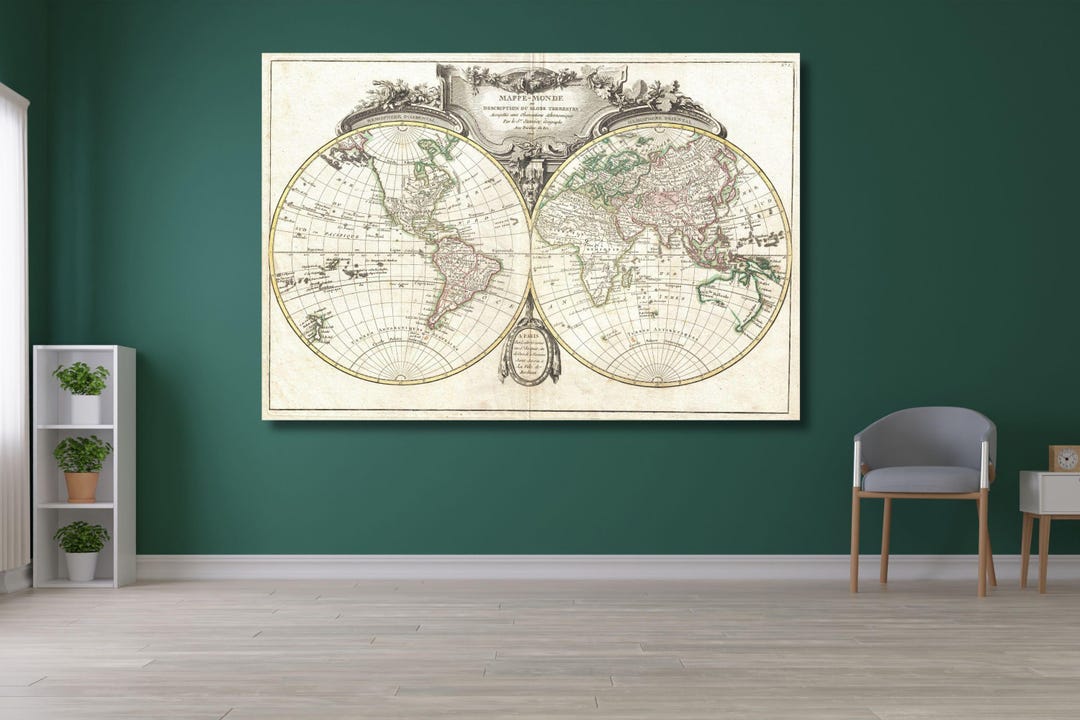 World Map or Description of the Terrestrial Globe (1775) Canvas/vintage ...