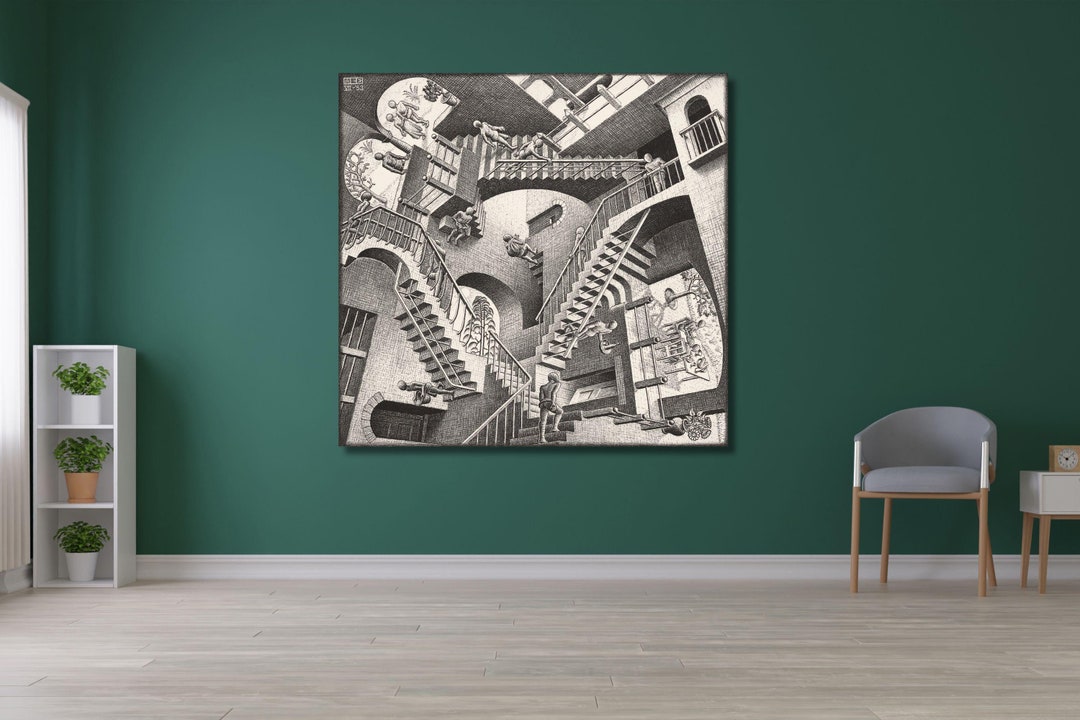 Maurits Cornelis Escher: Relativity (house With Stairs) (1951) Canvas ...