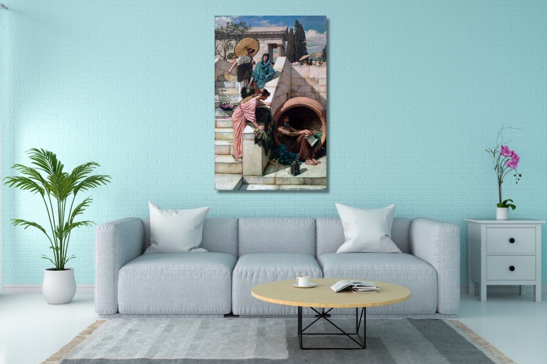 Mocking Women and Diogenes in the Barrel John William Waterhouse Canvas ...