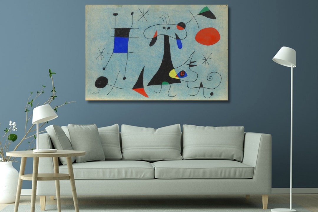 Joan Miro Figure, Dog, Birds Oil Painting/joan Miro Ferra Art/artwork ...