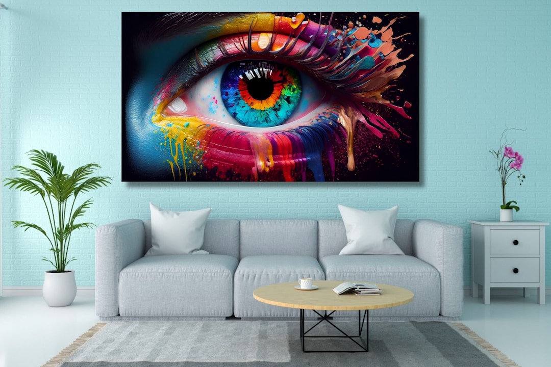 Colorful Eye Canvas Painting, Mixed Color Eye Poster, High Quality ...
