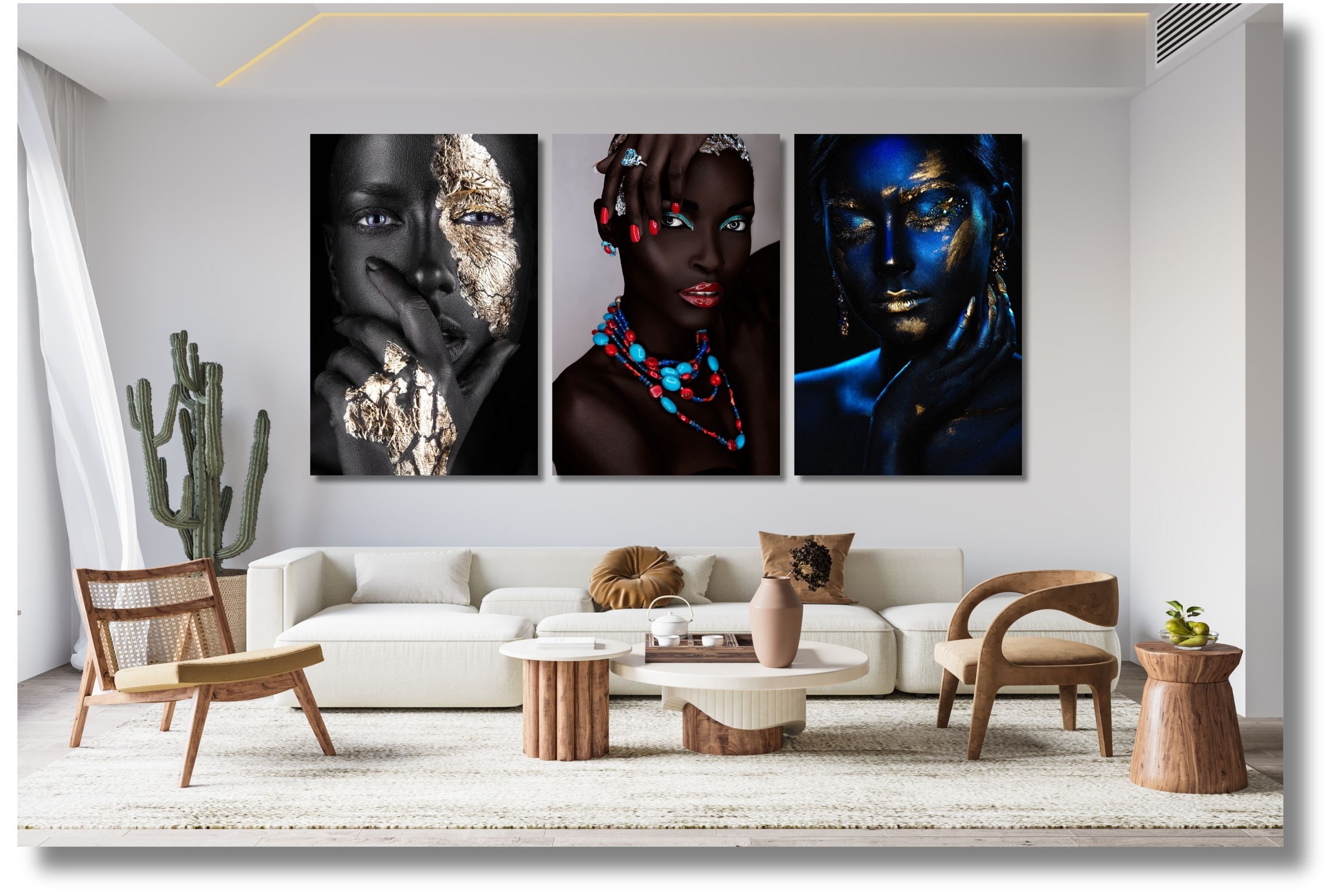 Set of 3 African Woman Canvas African Girl African Women Wall Art Woman Canvas Wall Art Canvas ...