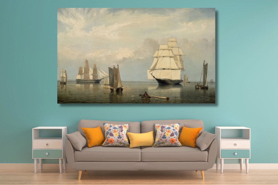 Fitz Hugh Lane: Salem Harbor (1853) Canvas Art, Harbor Painting ...