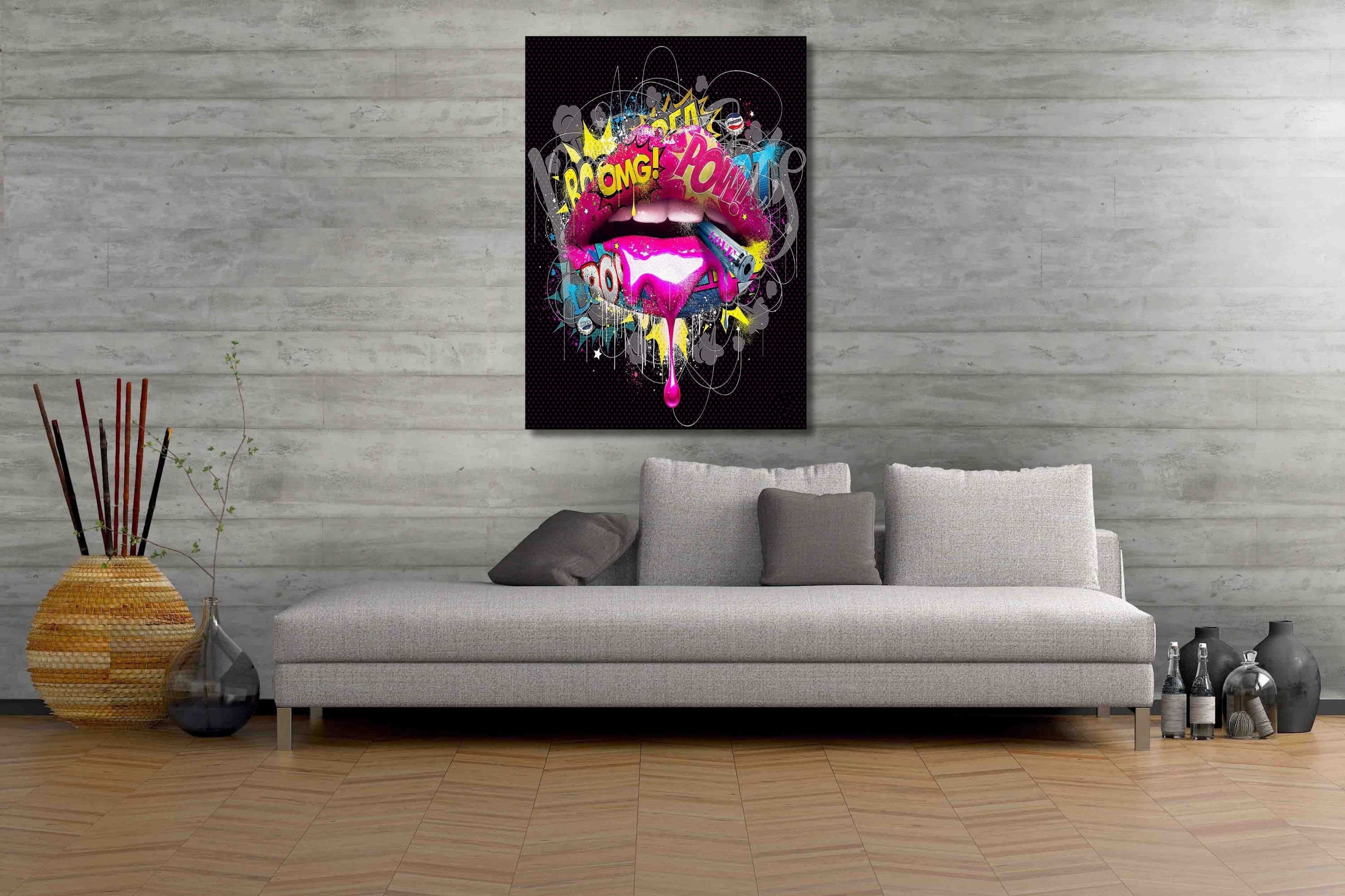 Banksy Lips Wall Decor Lips Graffiti Canvas Wall Art Pop Art Lips Wall ...