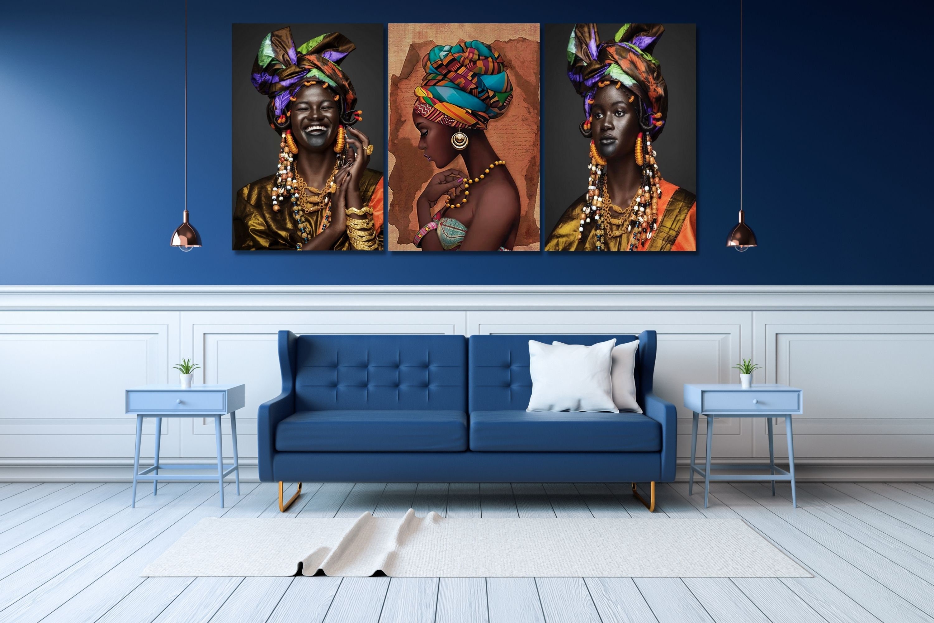 Set of 3 African Woman Canvas African Girl African Women Wall Art Woman Canvas Wall Art Canvas ...