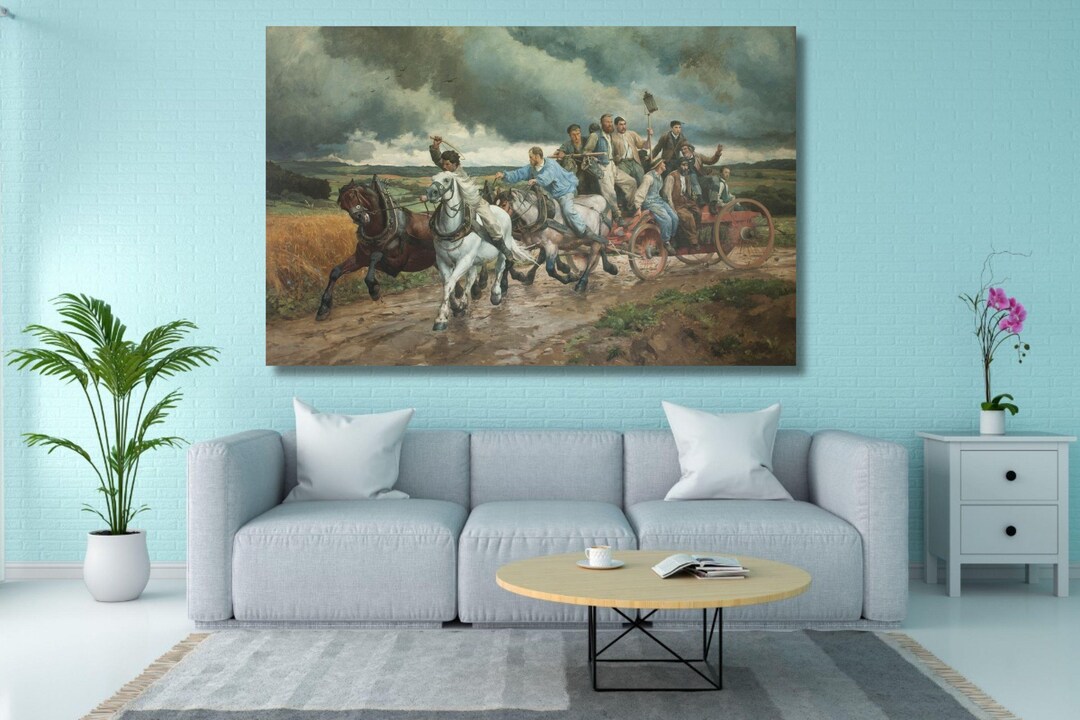 Eugene Burnand: Feuersnot - Fire Emergency (1879) Canvas Wall Art ...