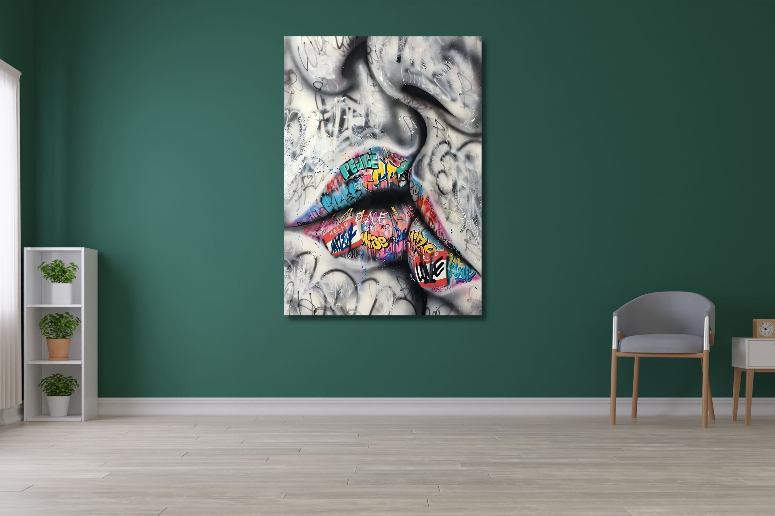 Banksy Lovers Kissing Wall Decor/kiss Graffiti Canvas Art/pop Art ...