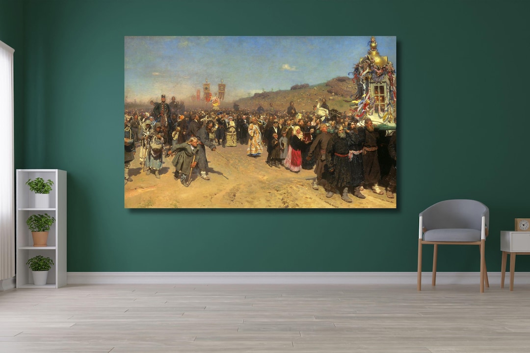 Ilya Repin: Religious Procession in Kursk Province (1880-83) Canvas ...