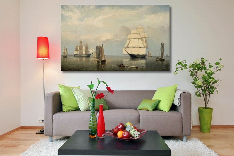 Fitz Hugh Lane: Salem Harbor (1853) Canvas Art, Harbor Painting ...