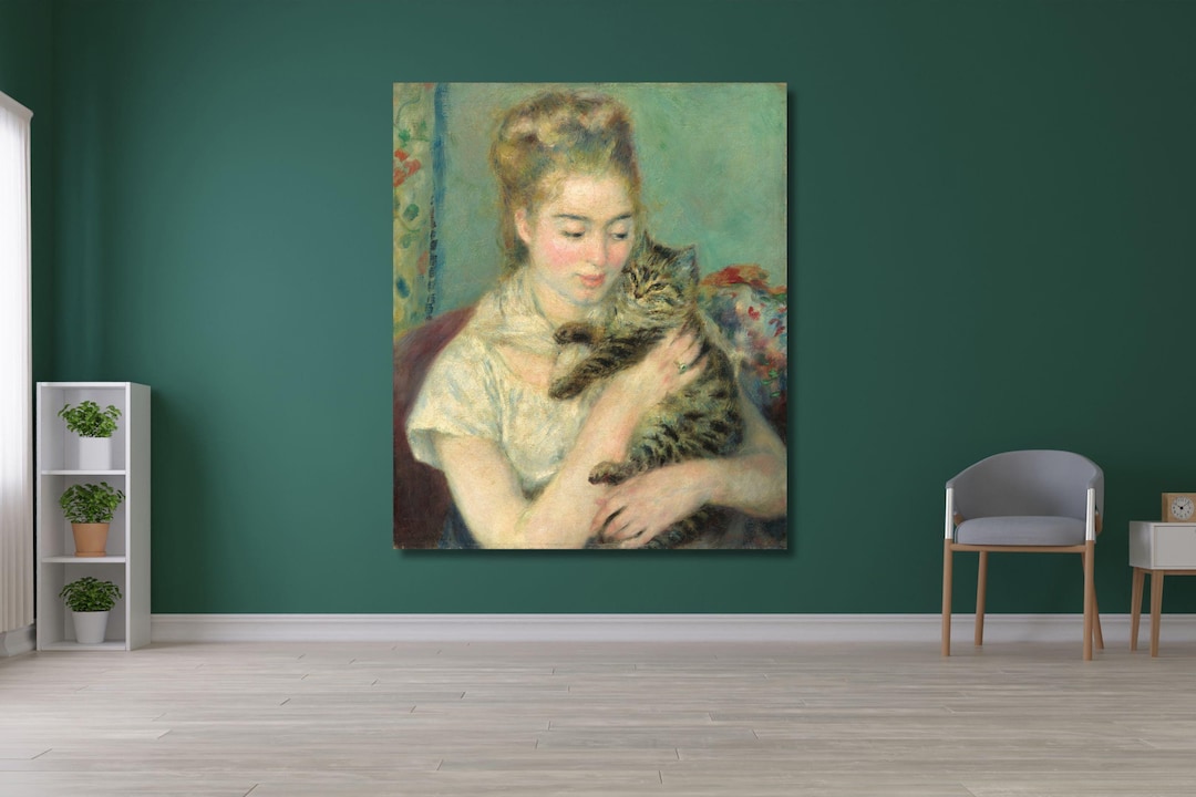 Pierre-auguste Renoir: Woman With a Cat (c1875) Canvas Wall Art/framed ...