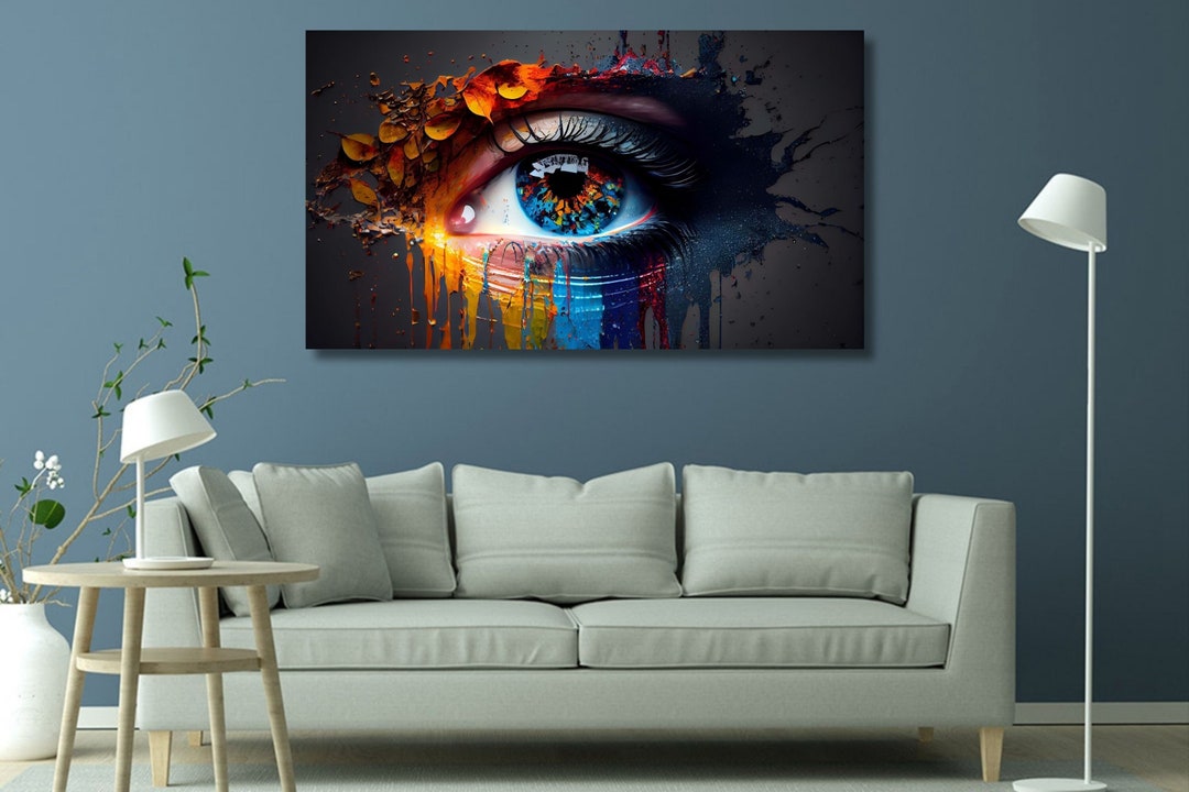 Colorful Eye Canvas Painting, Mixed Color Eye Poster, High Quality ...