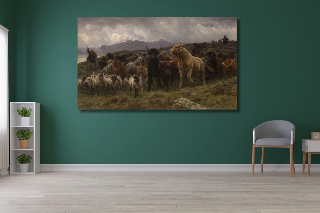 Rosa Bonheur: Highland Raid (1860) Canvas Art/sheep and Cows Painting ...