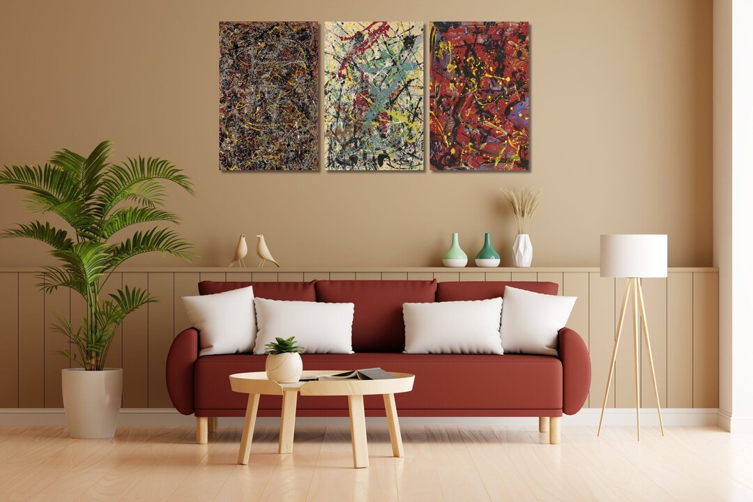 Set of 3 Jackson Pollock Canvas Wall Art Pollock Shooting Star Modern ...