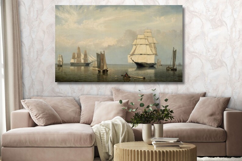 Fitz Hugh Lane: Salem Harbor (1853) Canvas Art, Harbor Painting ...
