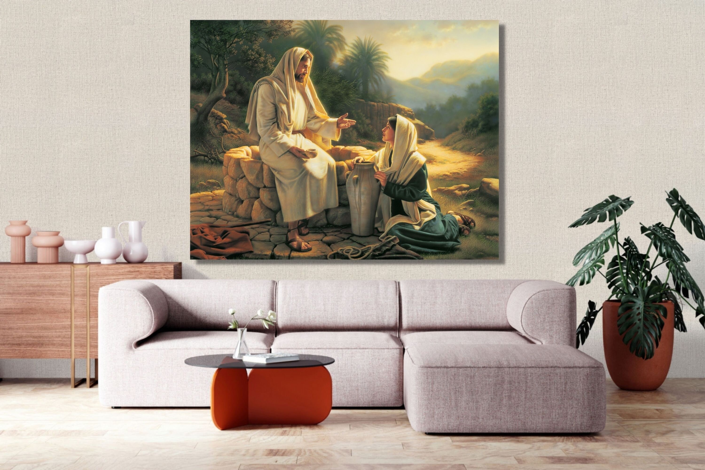 Jesus Talking to a Samaritan Woman at the Well/christian Poster Wall ...