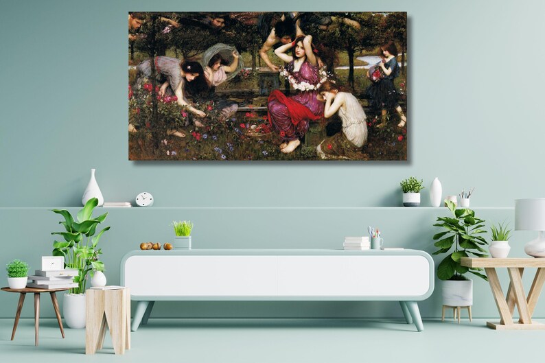 John William Waterhouse: Flora and the Zephyrs (1898) Canvas Wall Art ...