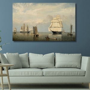 Fitz Hugh Lane: Salem Harbor (1853) Canvas Art, Harbor Painting ...