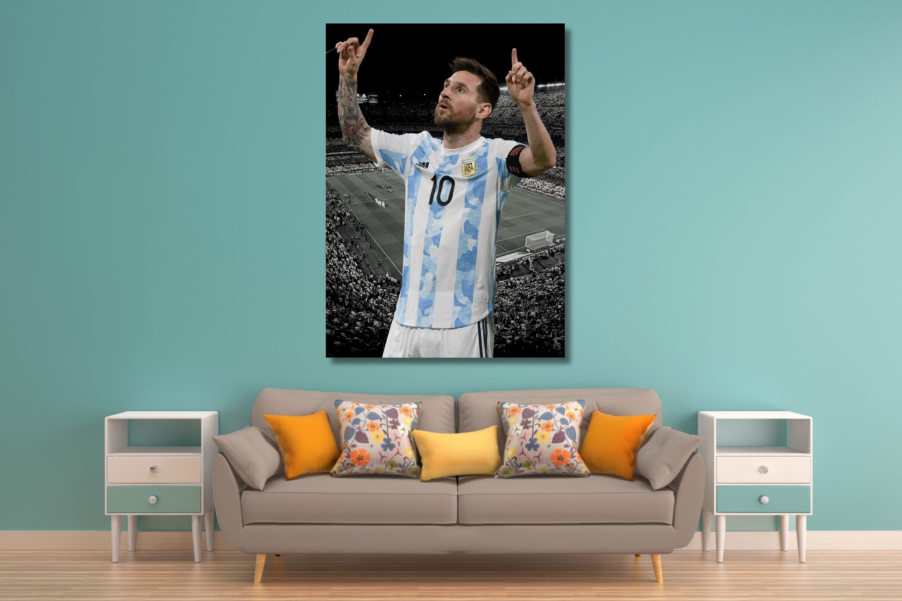 Lionel Messi Canvas Wall Art/lionel Messi Poster/football Wall Art ...