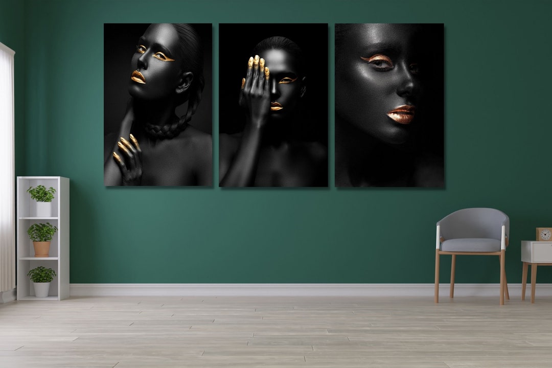 Set of 3 African Woman Canvas African Girl Black Women Wall Art Woman Canvas Wall Art Canvas ...