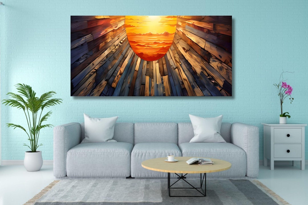 Sun Beams Canvas Wall Art, Sunrise Wall Art, Colorful Sunshine, Living ...