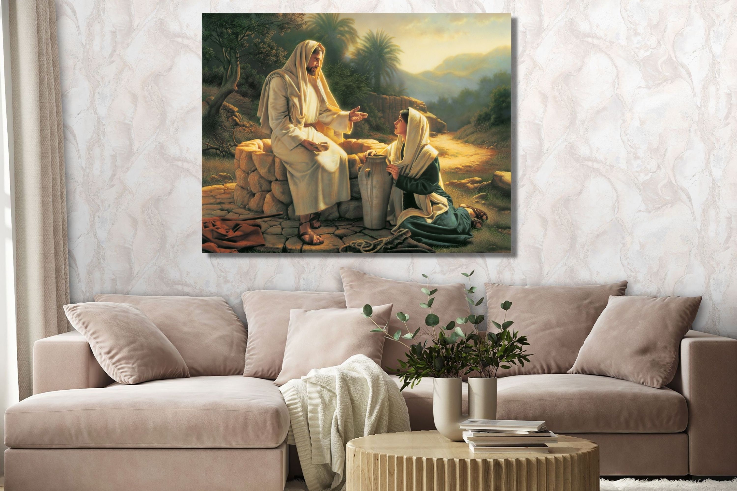 Jesus Talking to a Samaritan Woman at the Well/christian Poster Wall ...