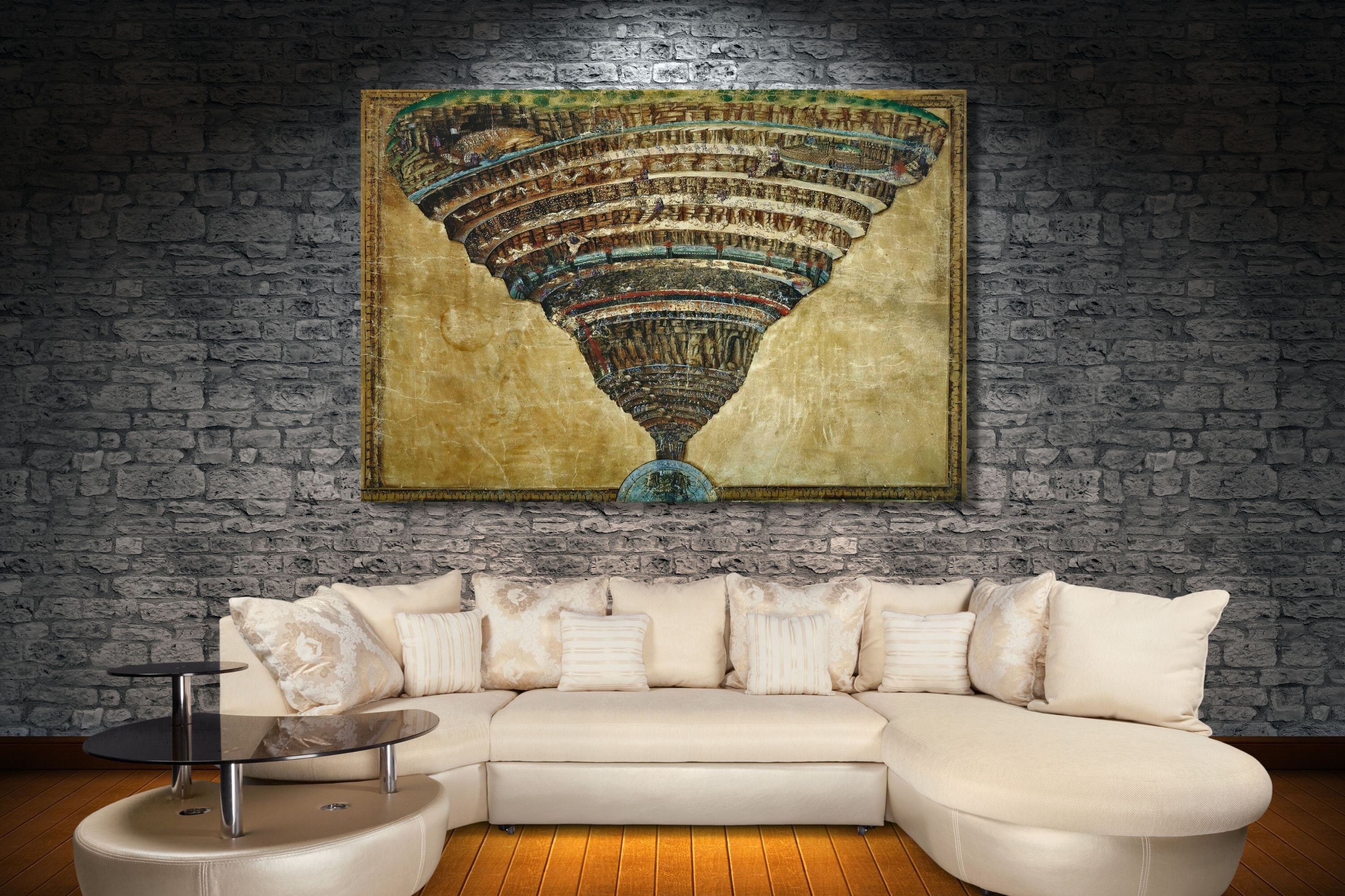 Sandro Botticelli Hell Map Wall Art Map of Hell Canvas Sandro ...
