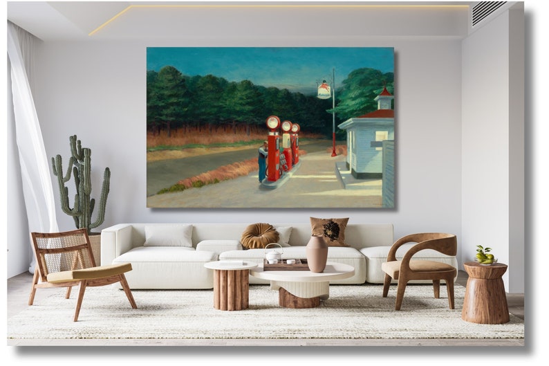 Edward Hopper: Gas Station Canvas/american Realism Wall Art/retro Night ...