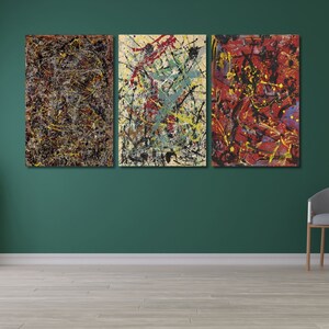 Set of 3 Jackson Pollock Canvas Wall Art Pollock Shooting Star Modern ...
