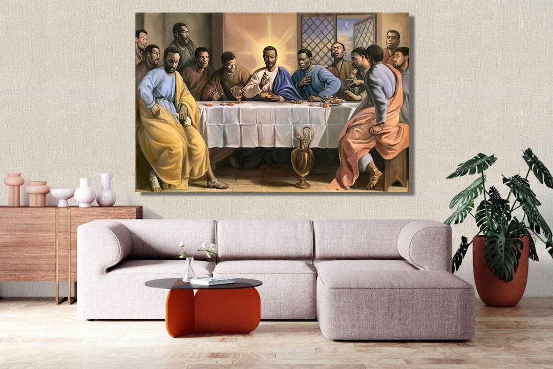 Last Supper African Canvas Wall Art,black Last Supper Print,black Jesus ...