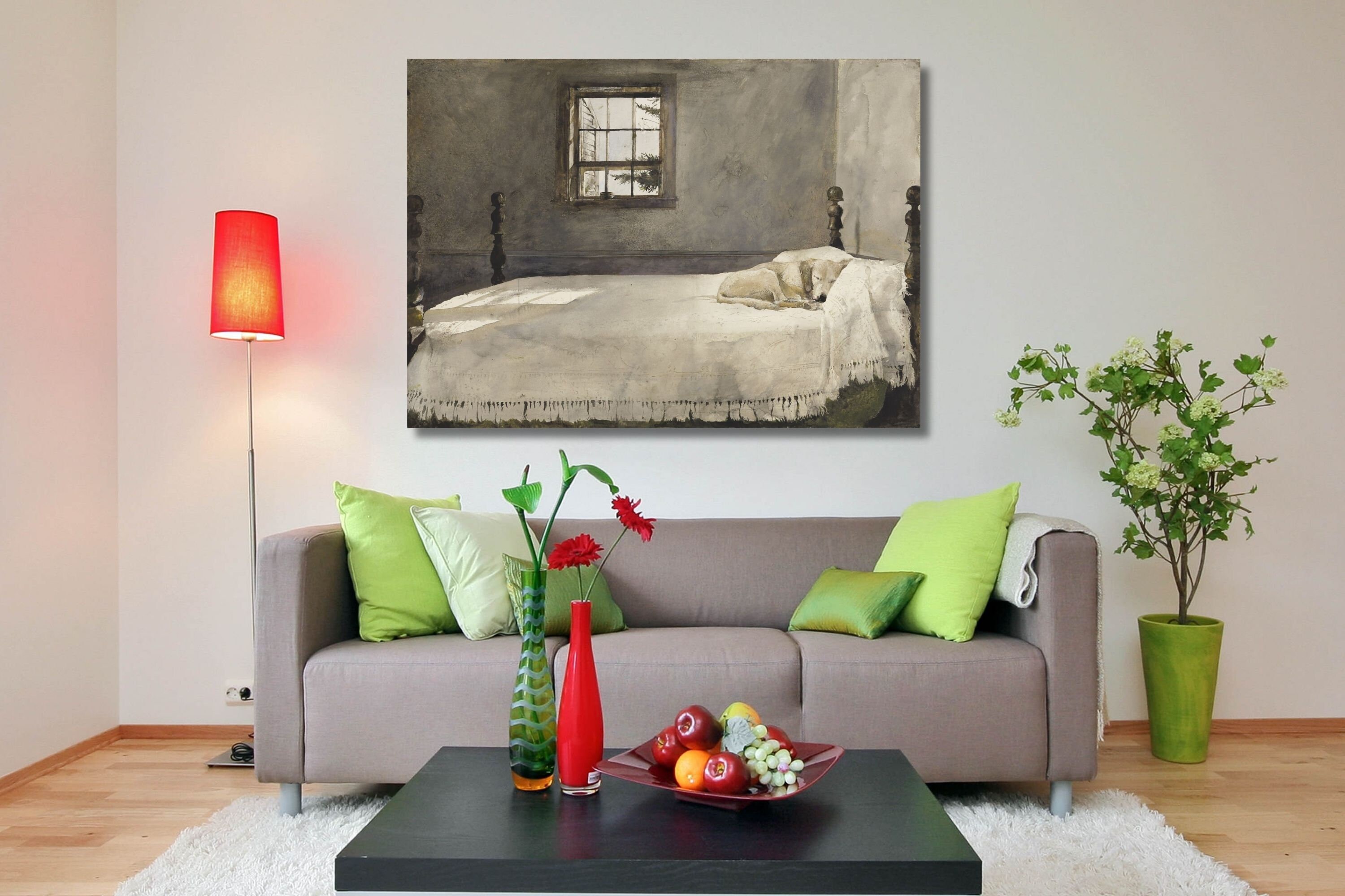 Dog on Bed by Andrew Wyeth Canvas Wall Art/andrew Wyeth Poster/bedroom ...