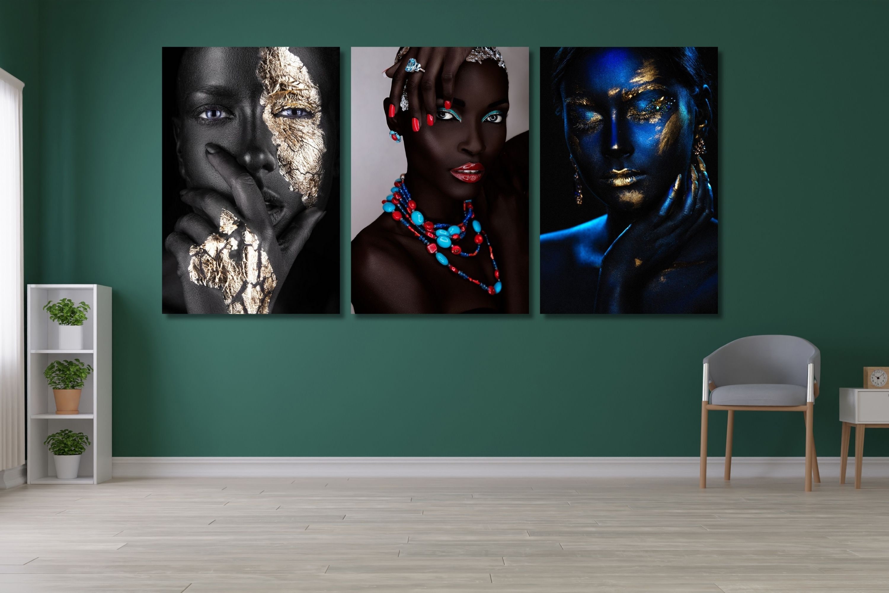 Set Of 3 African Woman Canvas African Girl African Women Wall Art Woman