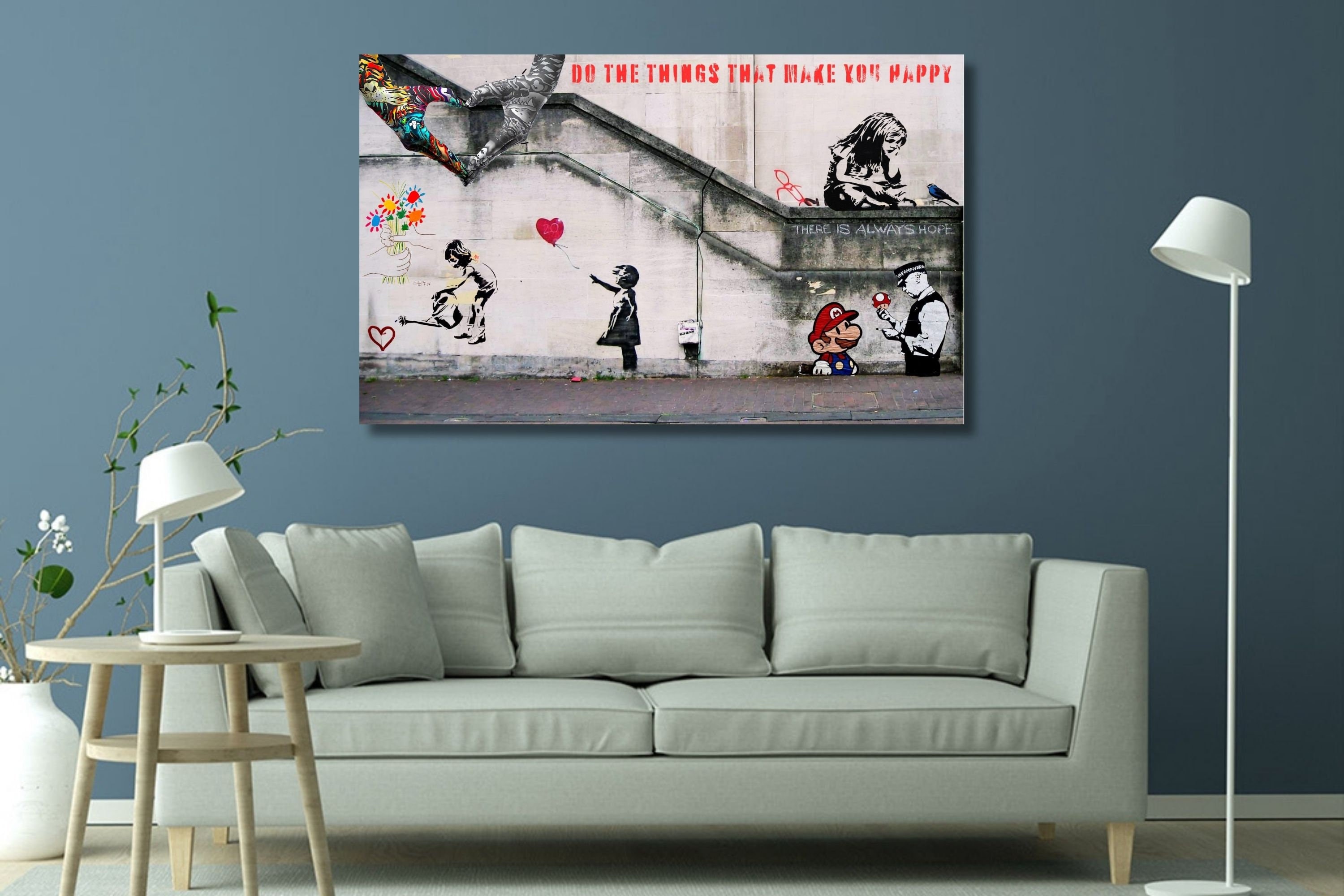Banksy Girl With Balloon/heart Sign With Hands Wall Art/graffiti Art ...