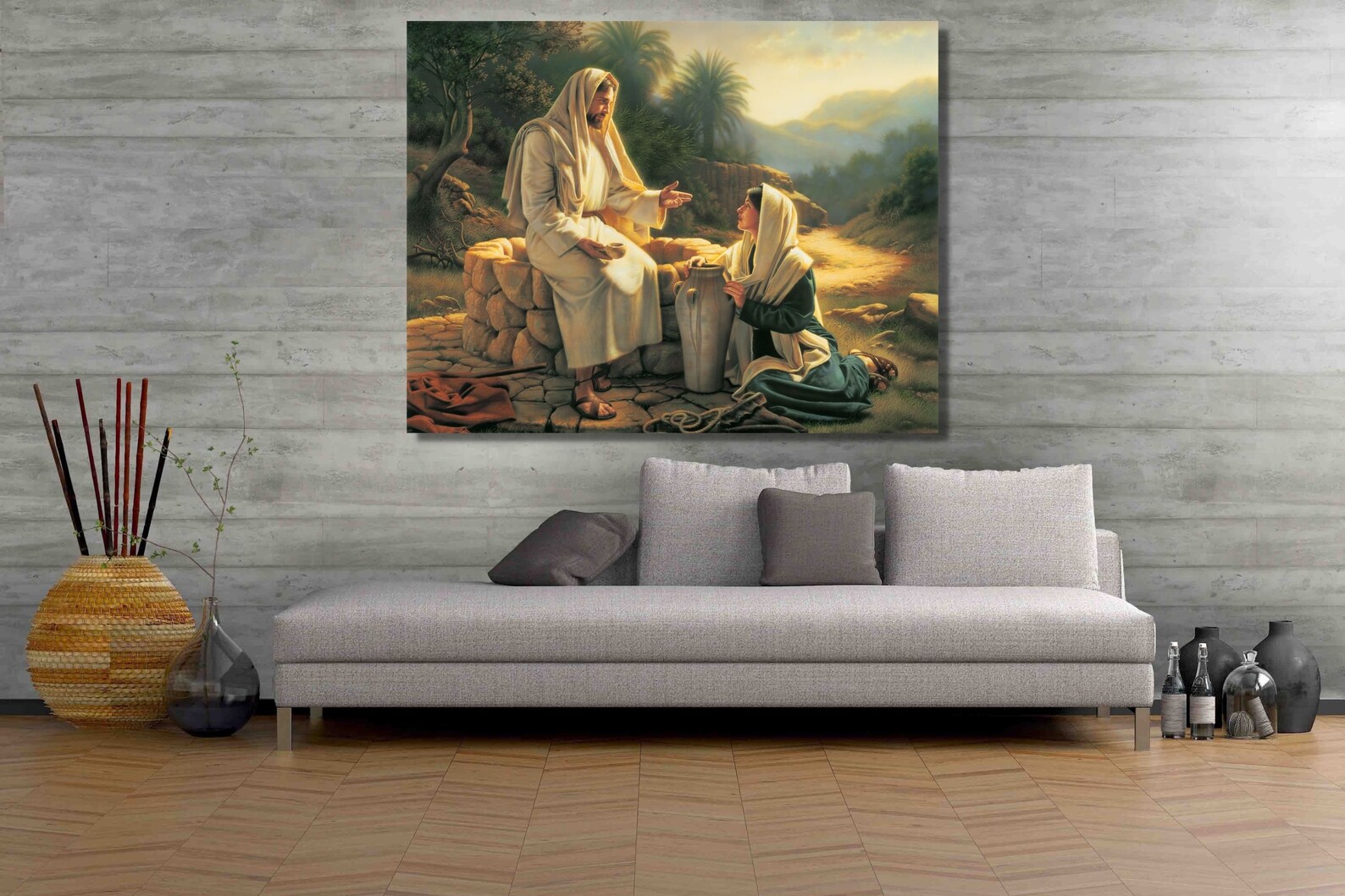 Jesus Talking to a Samaritan Woman at the Well/christian Poster Wall ...