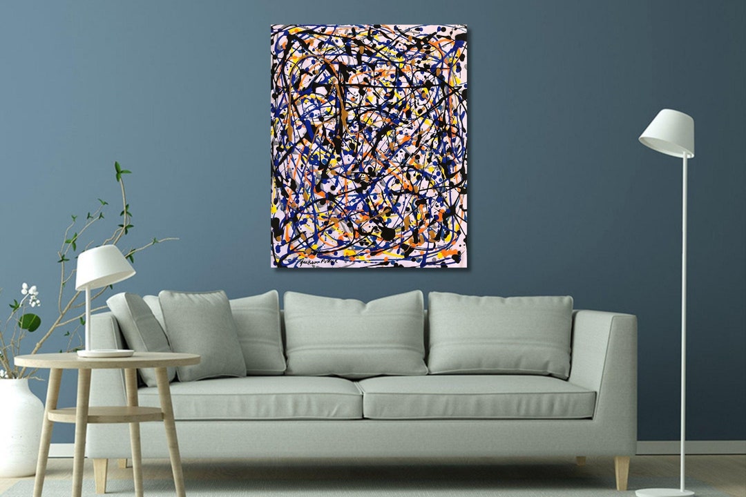 Jackson Pollock: (gouache on Paper) Colorful Canvas Wall Art/blue ...
