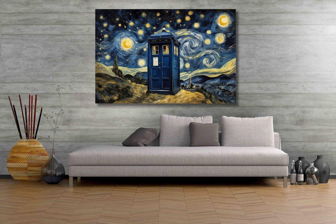 Doctor Who Tardis Starry Night Canvas/van Gogh Inspired Wall Art/geek ...