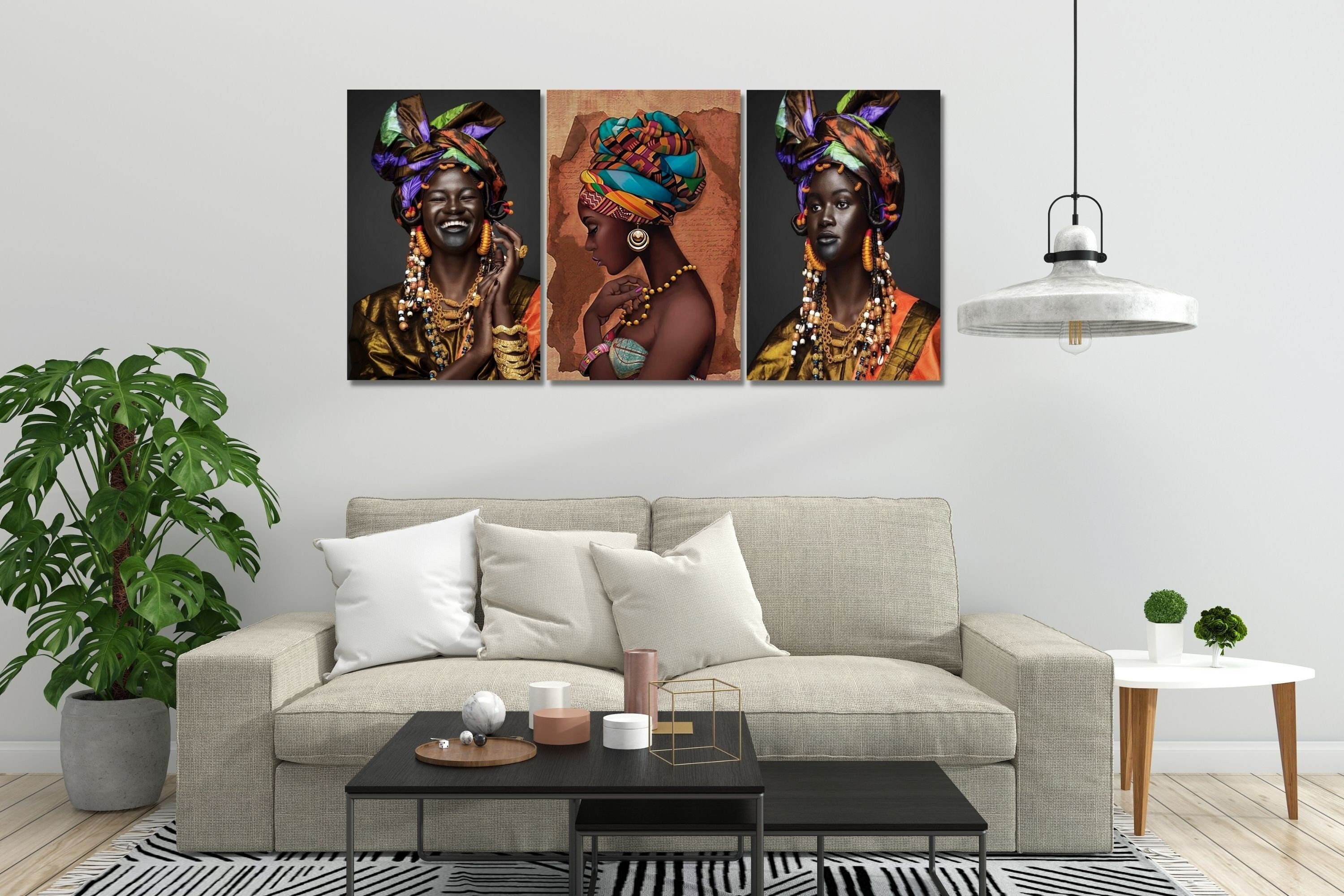 Set of 3 African Woman Canvas African Girl African Women Wall Art Woman Canvas Wall Art Canvas ...