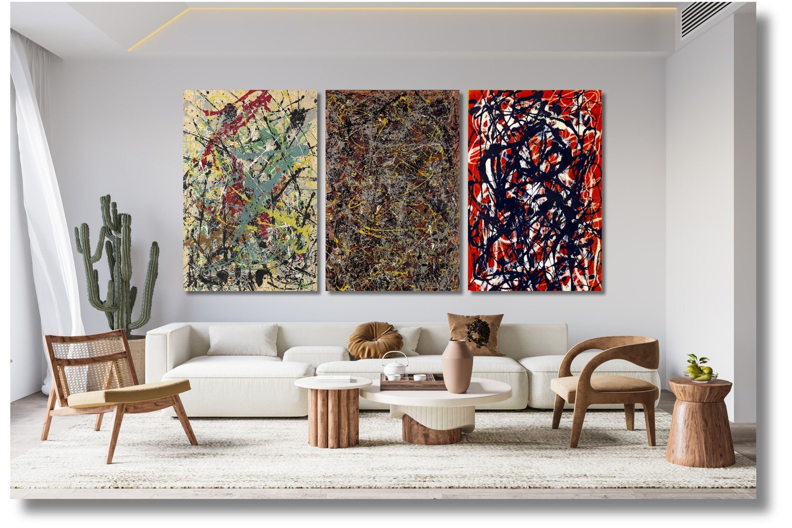 Set of 3 Jackson Pollock Canvas Wall Art Pollock Shooting Star Modern ...